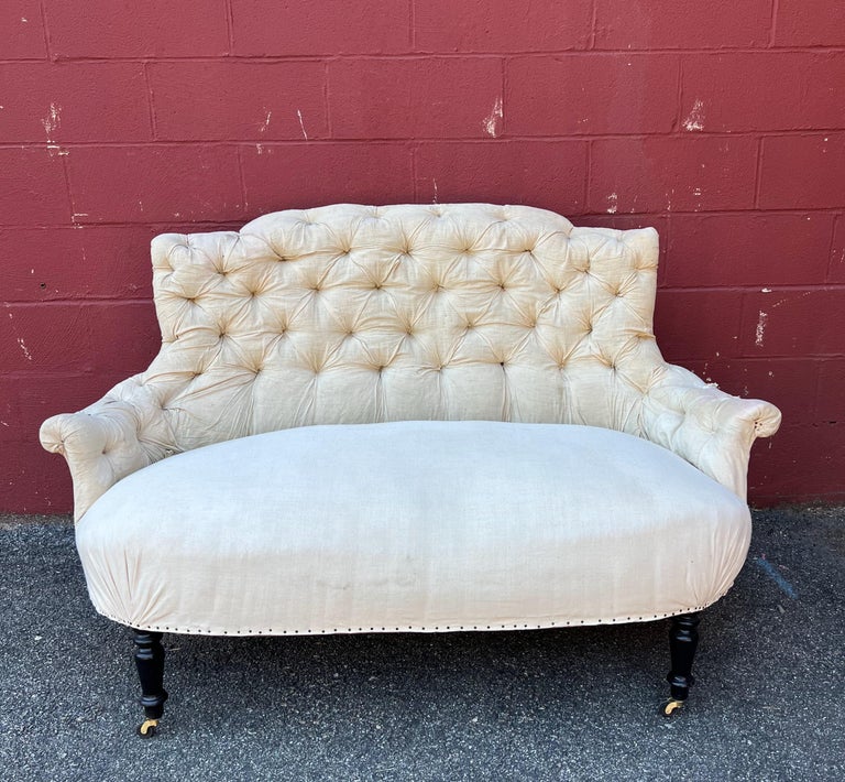 French Tufted Napoleon III Settee For Sale at 1stDibs