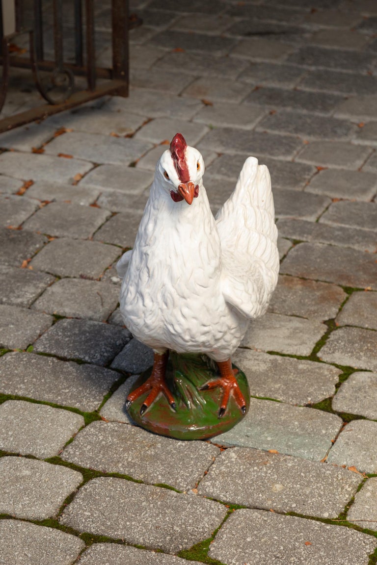 French Turn of the Century Glazed Terracotta Rooster Sculpture, circa ...
