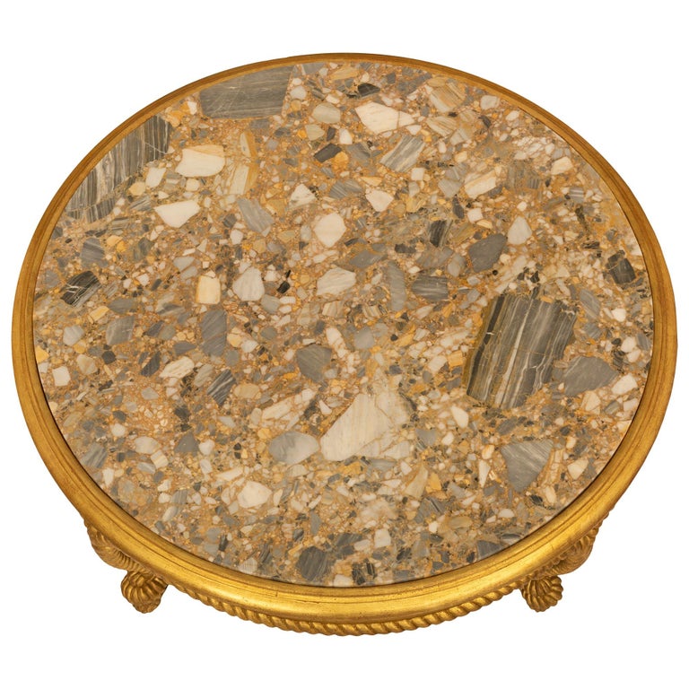 French Turn of the Century Napoleon III St. Giltwood and Marble Coffee ...