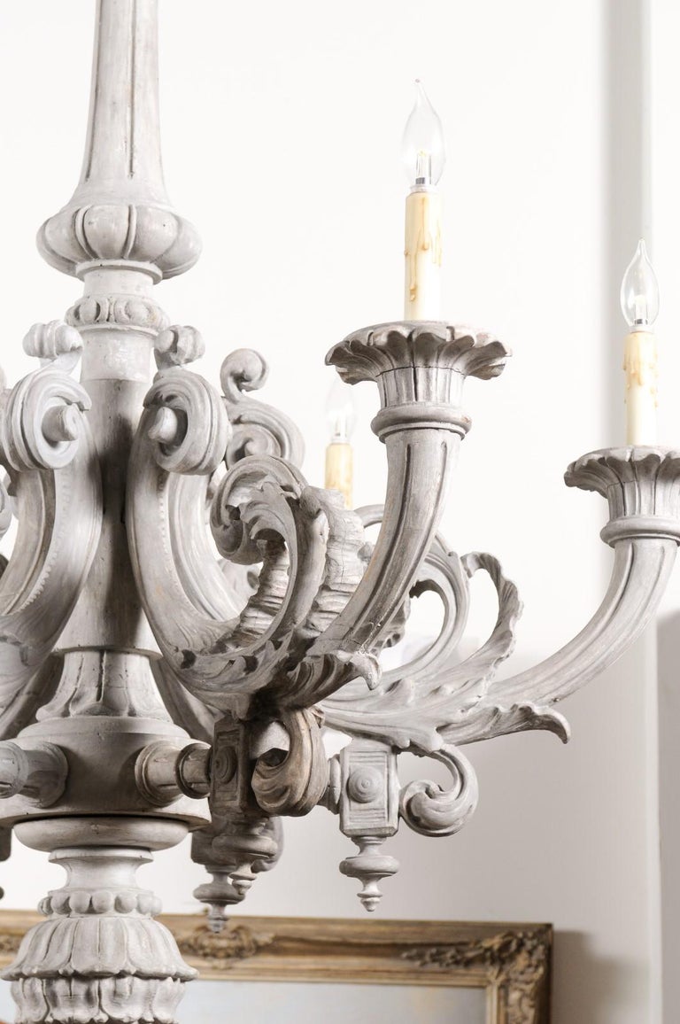 French Turn of the Century Painted Six-Light Chandelier with Scrolling ...