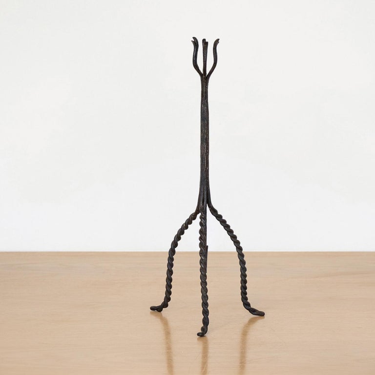 French Twisted Iron Candlestick For Sale at 1stDibs