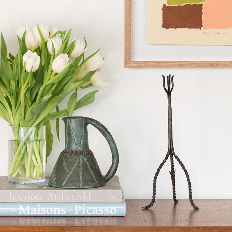 French Twisted Iron Candlestick For Sale at 1stDibs