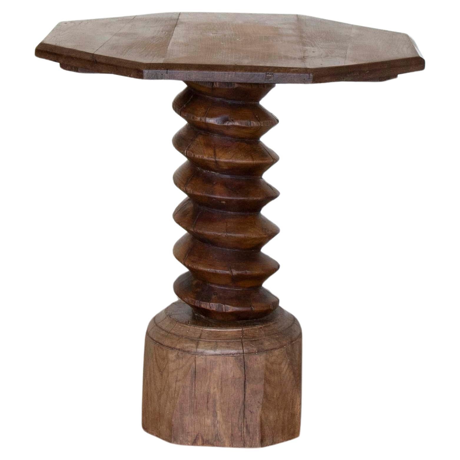 French Twisted Wood Pedestal Table For Sale at 1stDibs