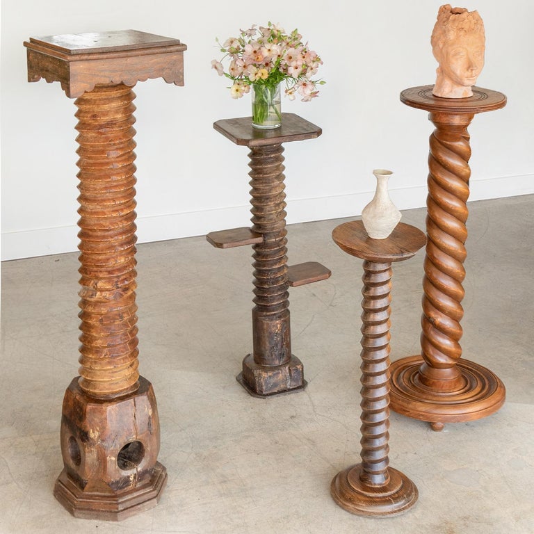 French Twisted Wood Pedestal Table For Sale at 1stDibs