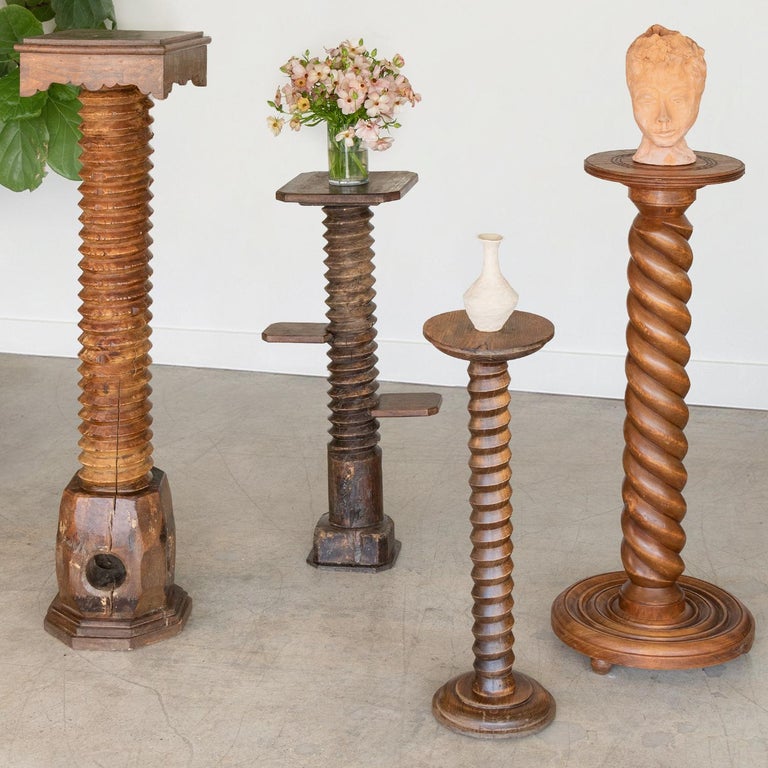 French Twisted Wood Pedestal Table For Sale at 1stDibs