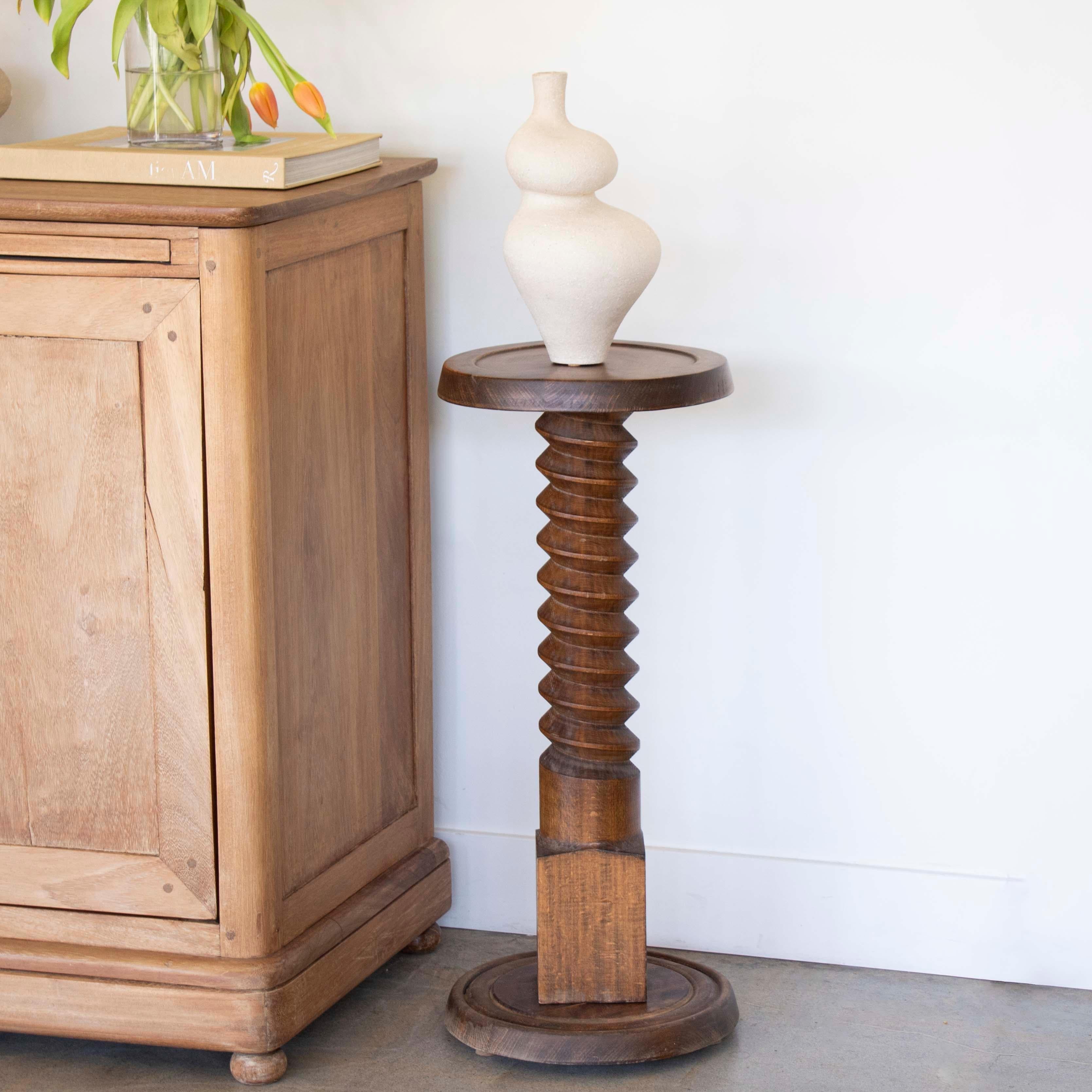 French Twisted Wood Pedestal Table For Sale at 1stDibs