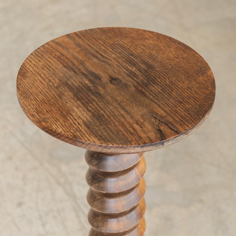 French Twisted Wood Pedestal Table For Sale at 1stDibs