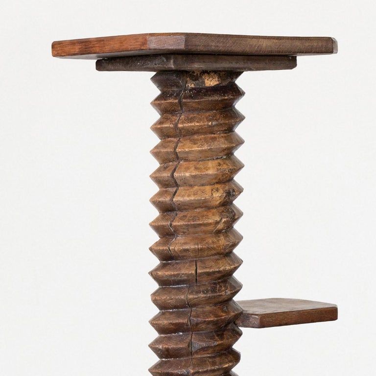 French Twisted Wood Pedestal Table For Sale at 1stDibs