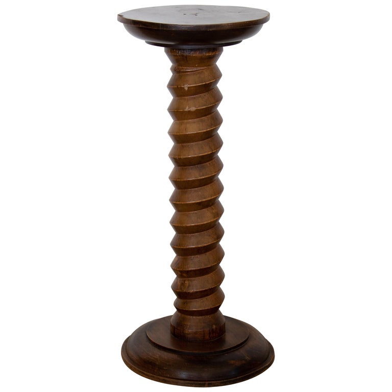 French Twisted Wood Pedestal Table at 1stDibs