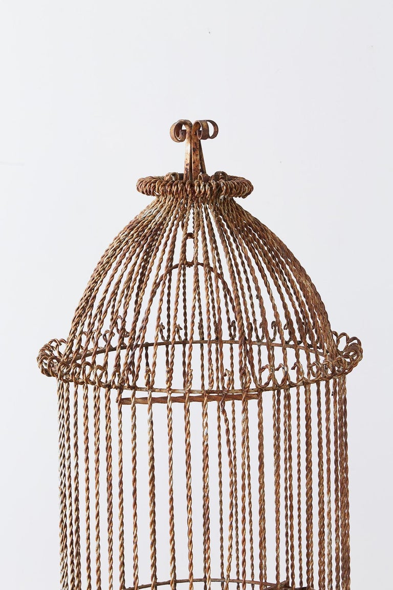 French Twisted Wrought Iron Standing Bird Cage at 1stDibs | wrought ...