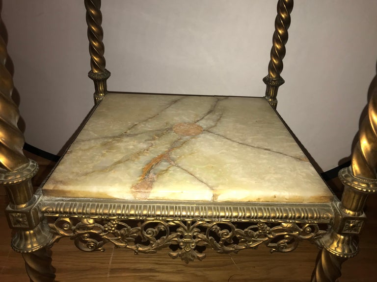 French Two-Tier Bronze and Alabaster Pedestal or End Table at 1stDibs