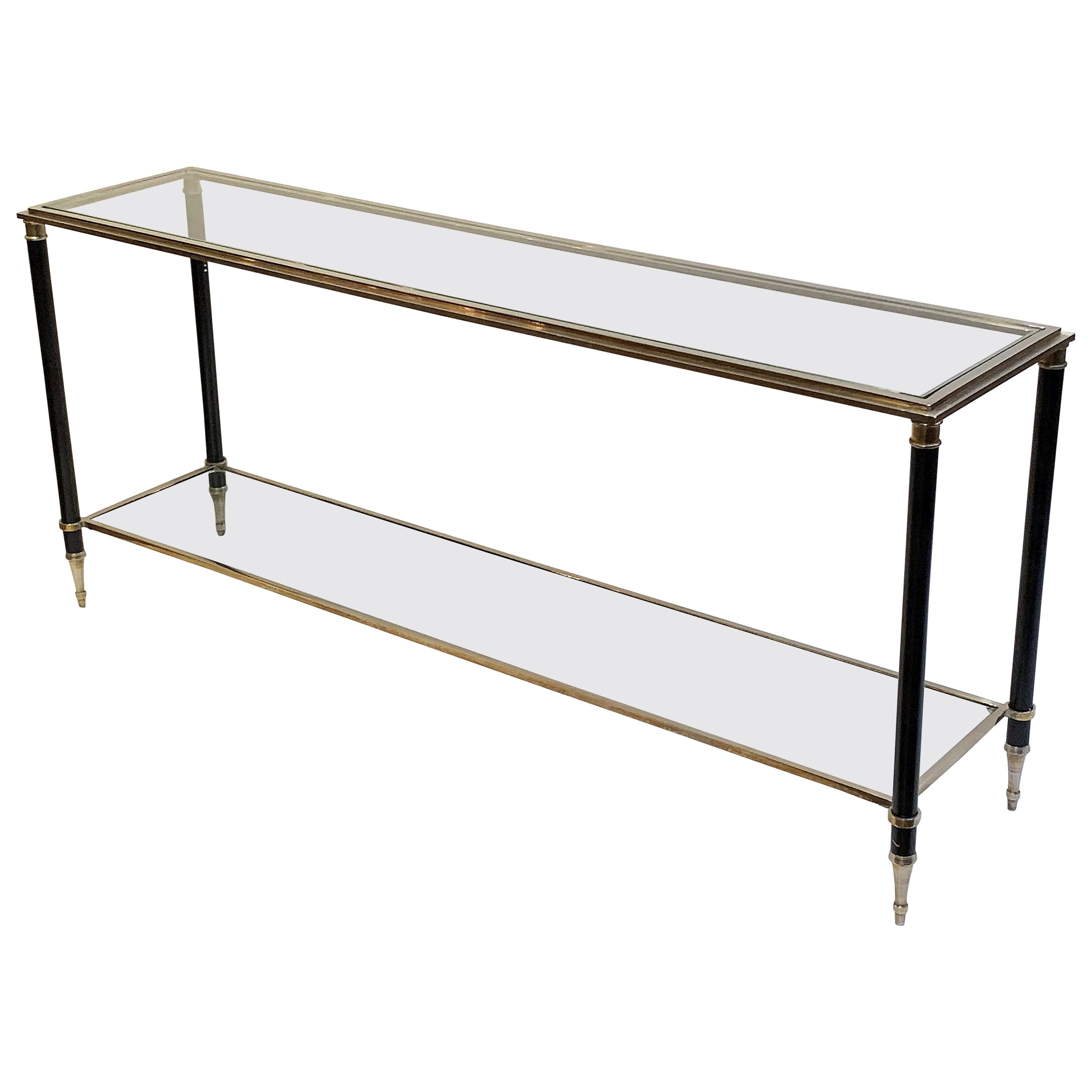 A Mid Century Two Tier Glass and Lucite Console Table at 1stDibs