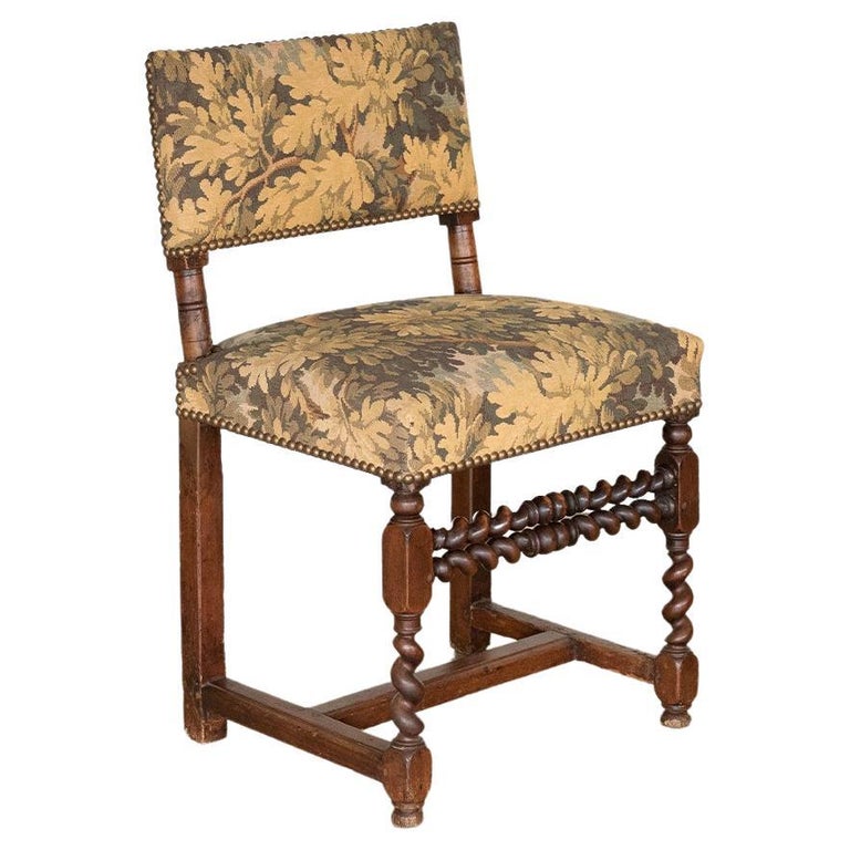French Upholstered Barley Twist Chair For Sale at 1stDibs