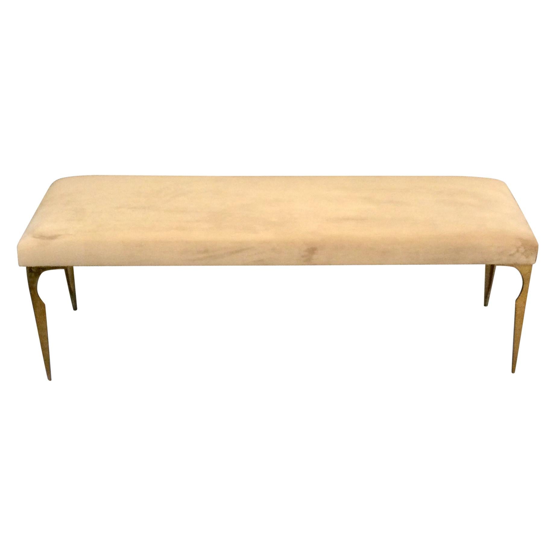 French Upholstered Bench on Bronze Legs Style of Maria Pergay, 1970 at ...