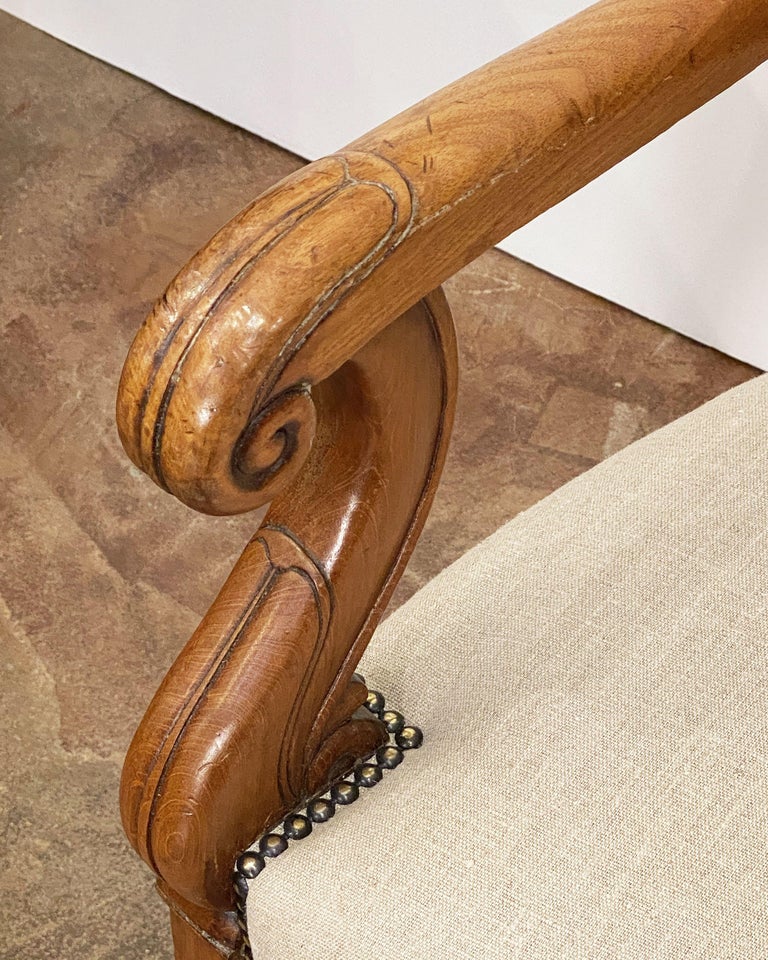 French Upholstered Fauteuil Armchair or Salon Chair of Walnut For Sale ...