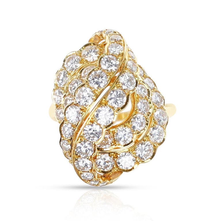 French Van Cleef and Arpels Diamond Cocktail Ring, 18k For Sale at 1stDibs