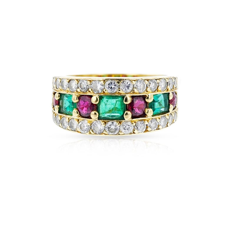 French Van Cleef and Arpels Emerald, Ruby and Diamond Ring, 18k For ...