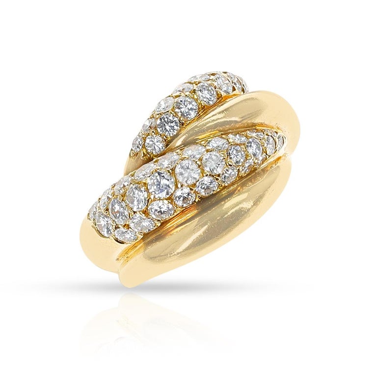 French Van Cleef and Arpels Gold and Diamond Cocktail Ring For Sale at ...