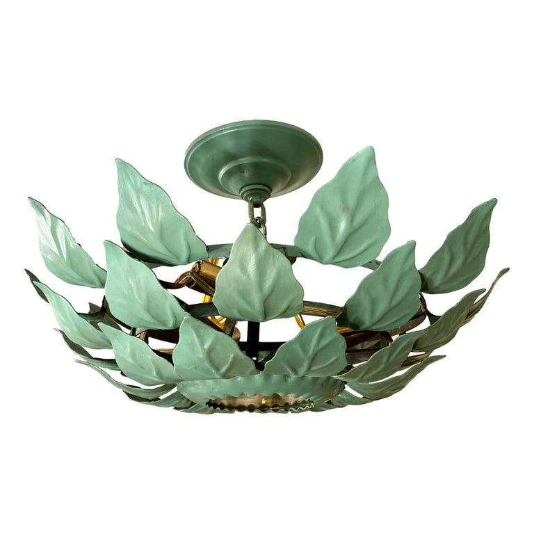French Verdigris Foliage Pendant Fixture at 1stDibs