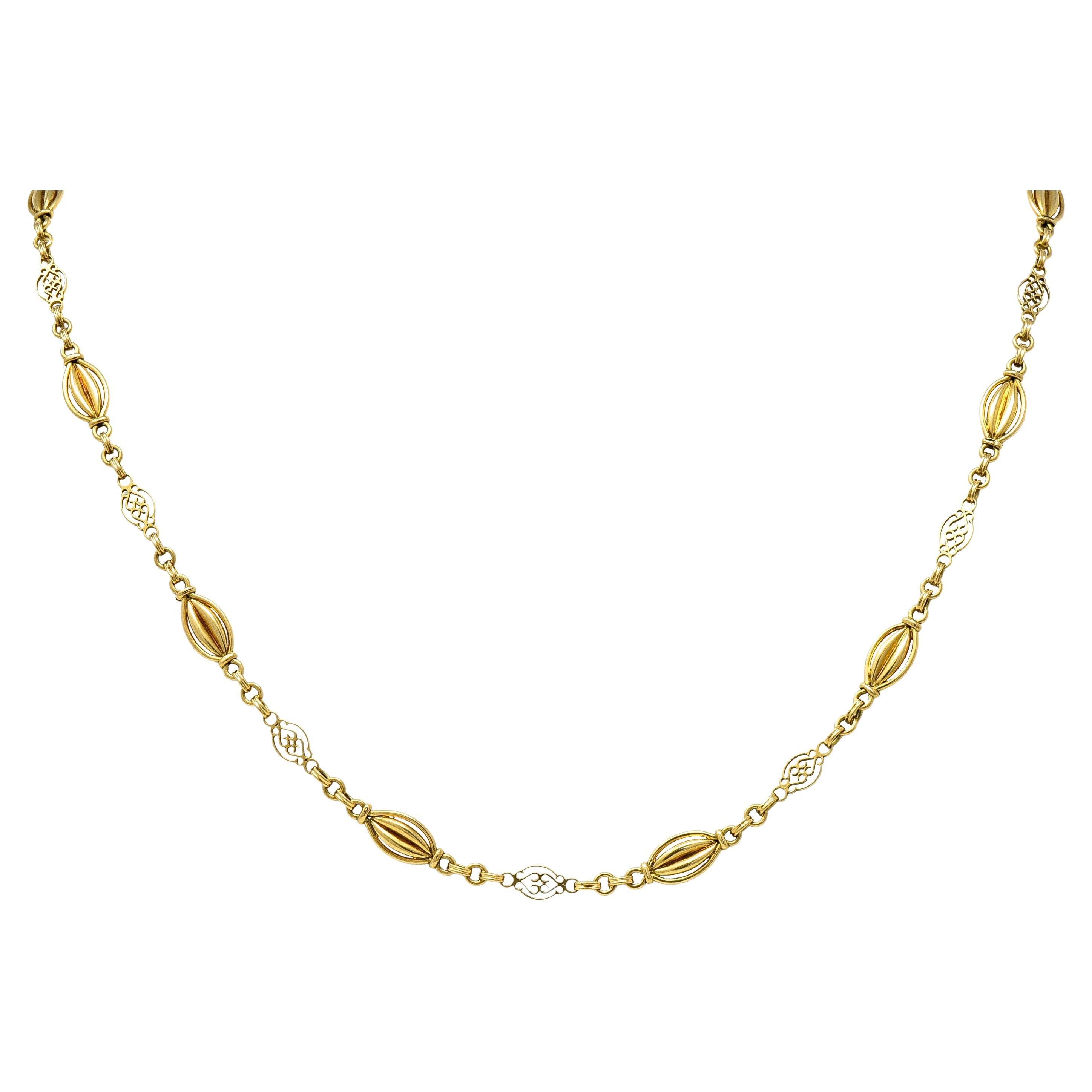 Victorian 18 Karat Yellow Gold Antique Wheat Chain Necklace For Sale at ...