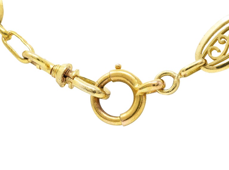 French Victorian 18 Karat Yellow Gold Scroll Long Antique Chain ...