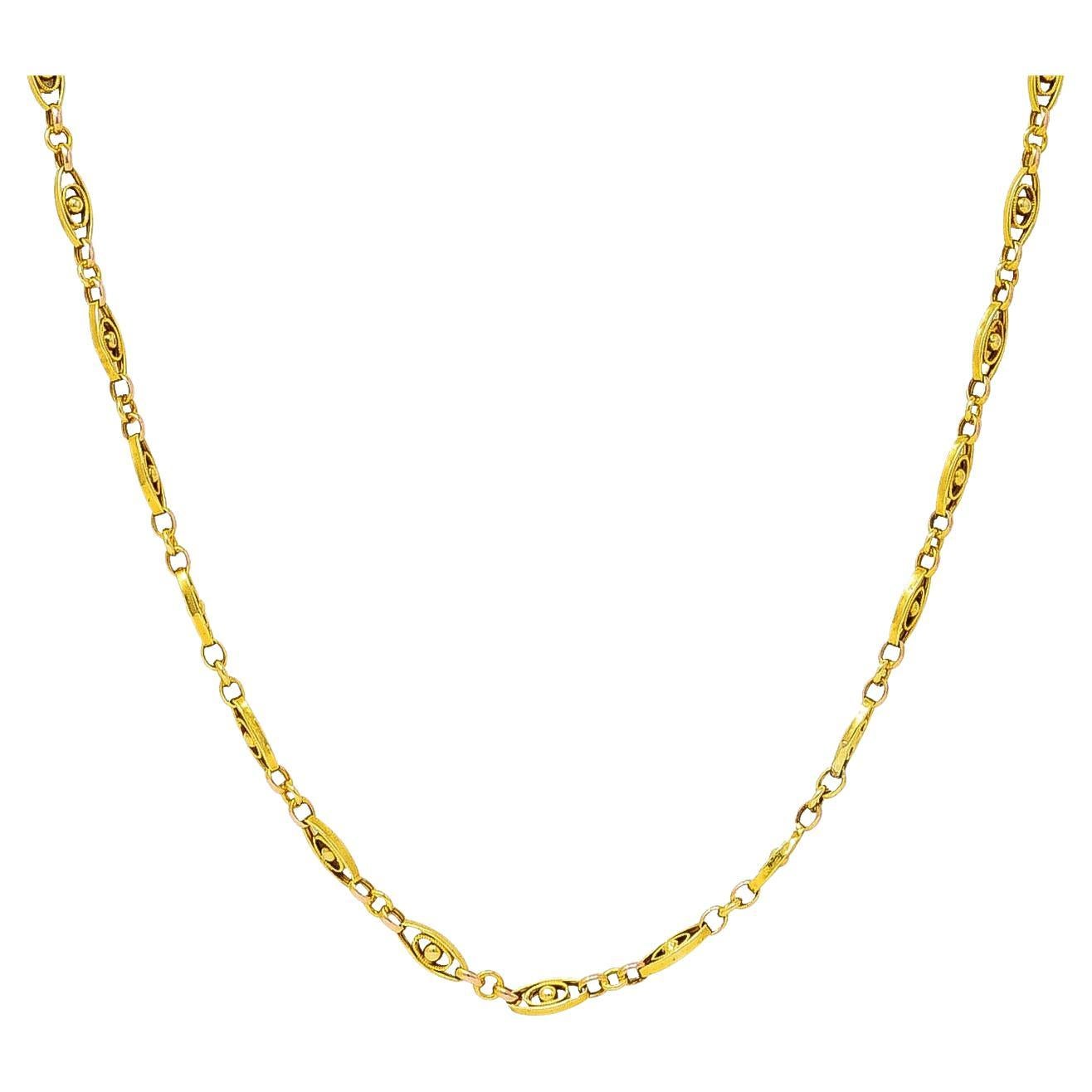 Antique Victorian Serpent Link Chain Necklace Watch Chain 9 Karat Gold ...