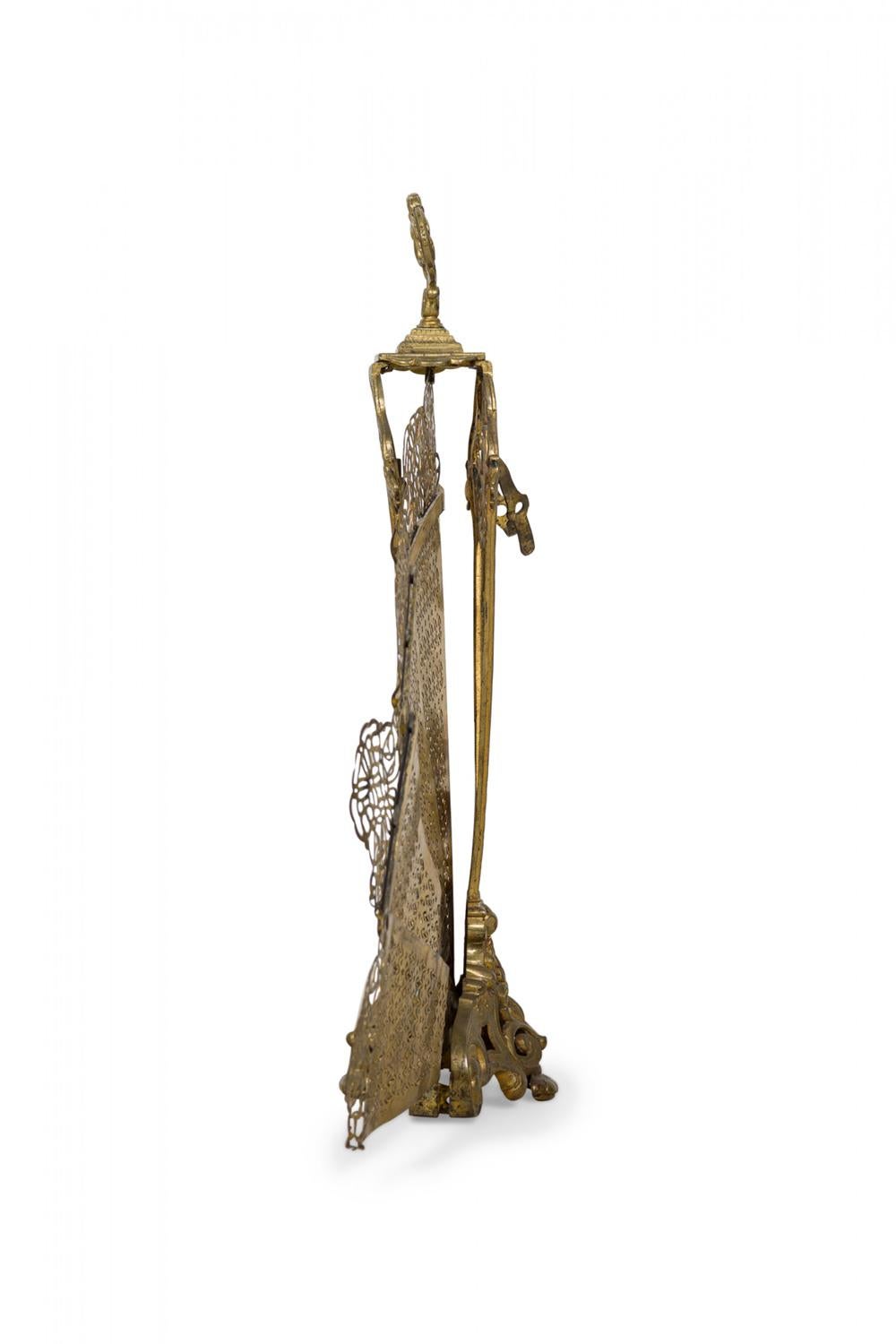 French Victorian Brass Fan Fire Screen at 1stDibs