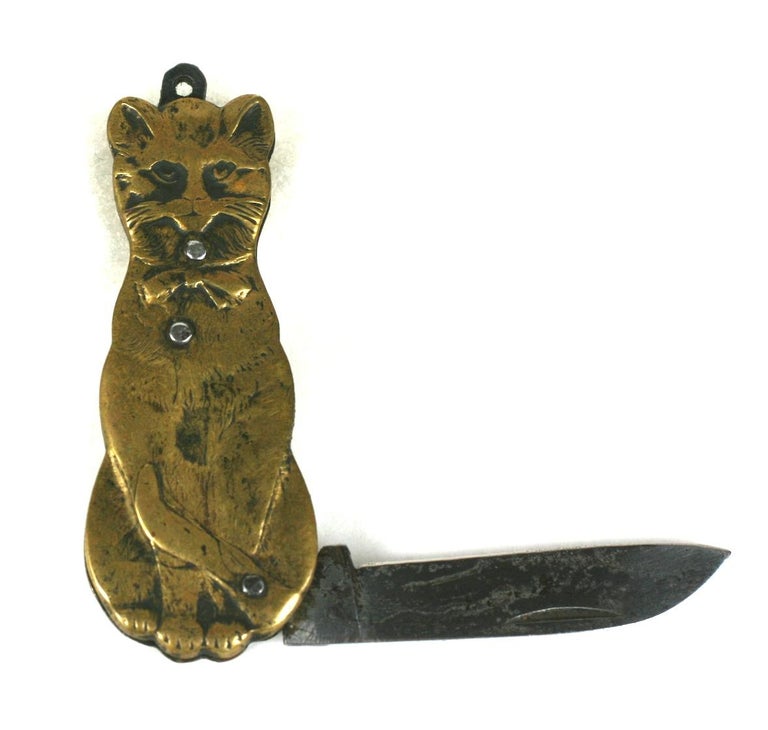 French Victorian Cat Pen Knife For Sale at 1stDibs