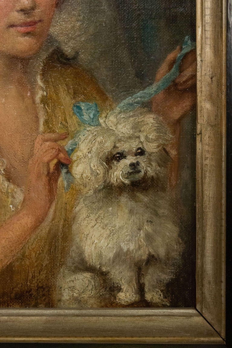 French Victorian Lady and Poodle Portrait For Sale at 1stDibs