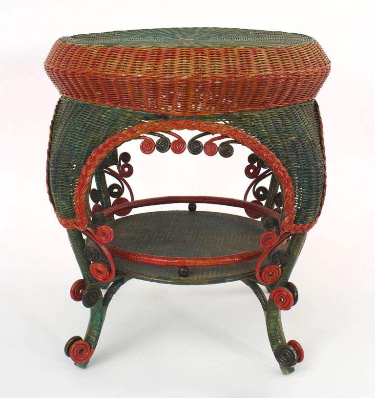 French Victorian Red and Green Wicker End Table For Sale at 1stDibs ...