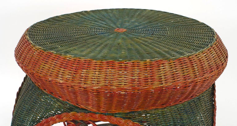 French Victorian Red and Green Wicker End Table For Sale at 1stDibs ...