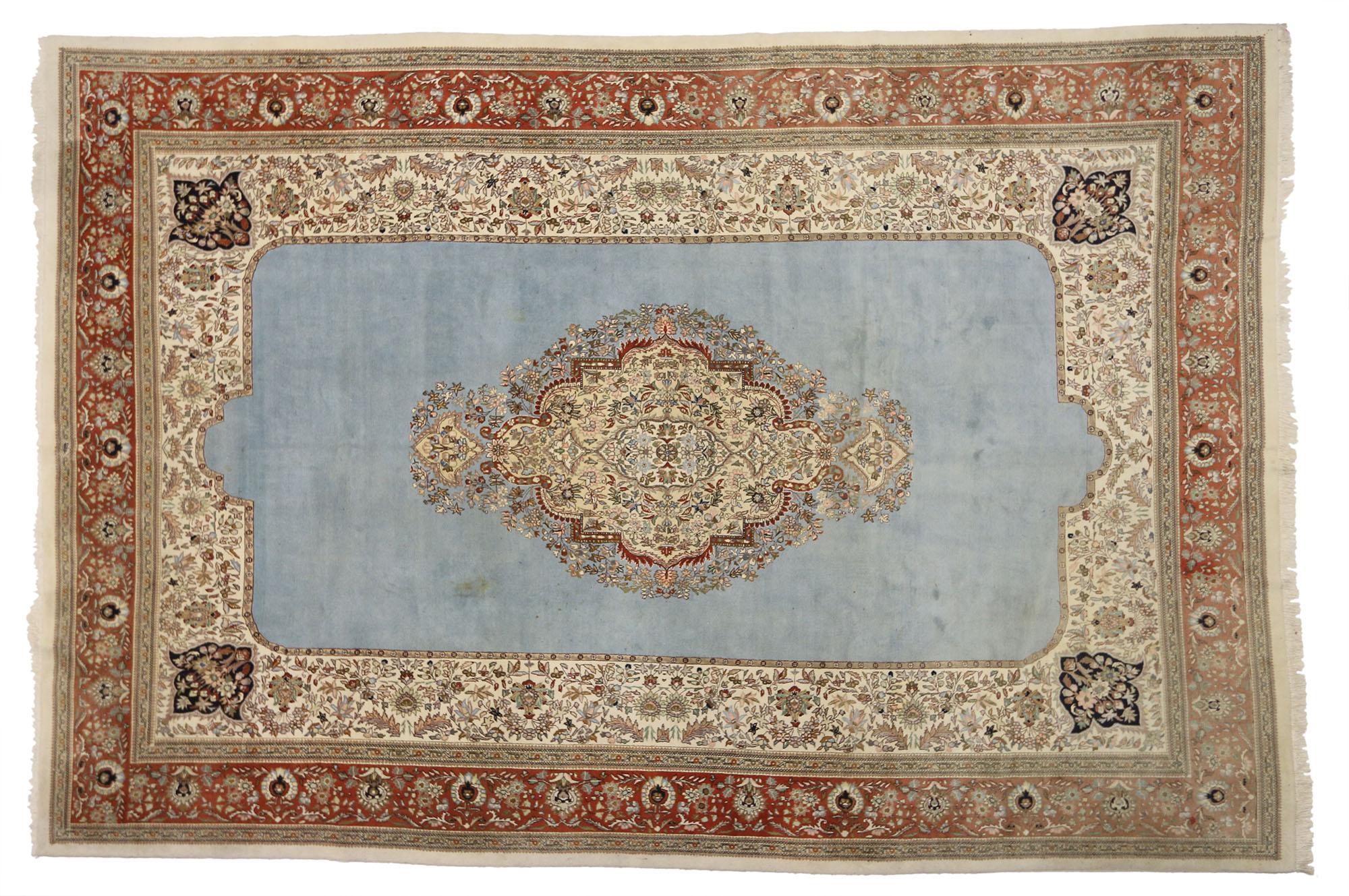 French Victorian Style Vintage Persian Tabriz Rug, Palace Size Persian ...