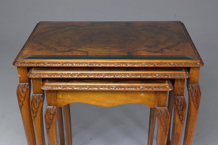 Three French Vintage Bookmatch Nesting Tables, 1960s-1970s For Sale at ...