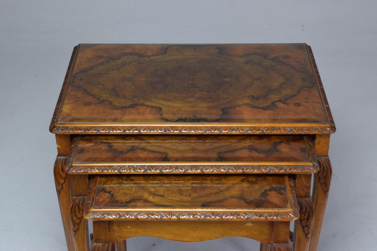 Three French Vintage Bookmatch Nesting Tables, 1960s-1970s For Sale at ...