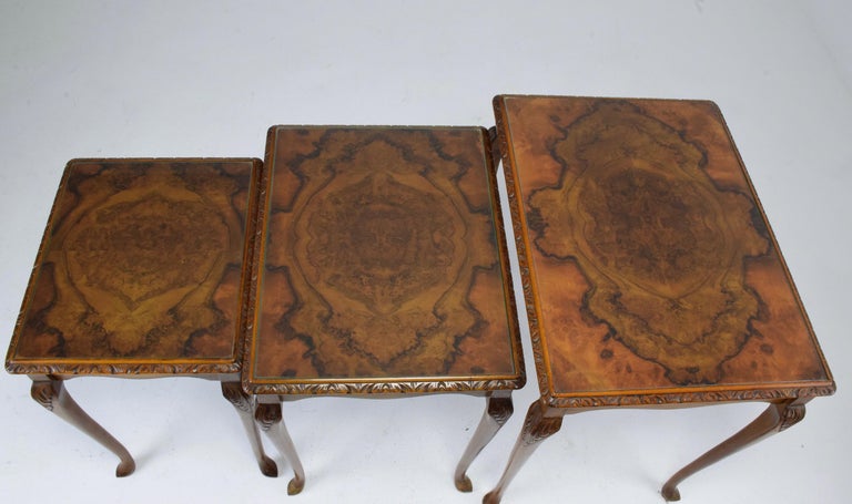 Three French Vintage Bookmatch Nesting Tables, 1960s-1970s For Sale at ...