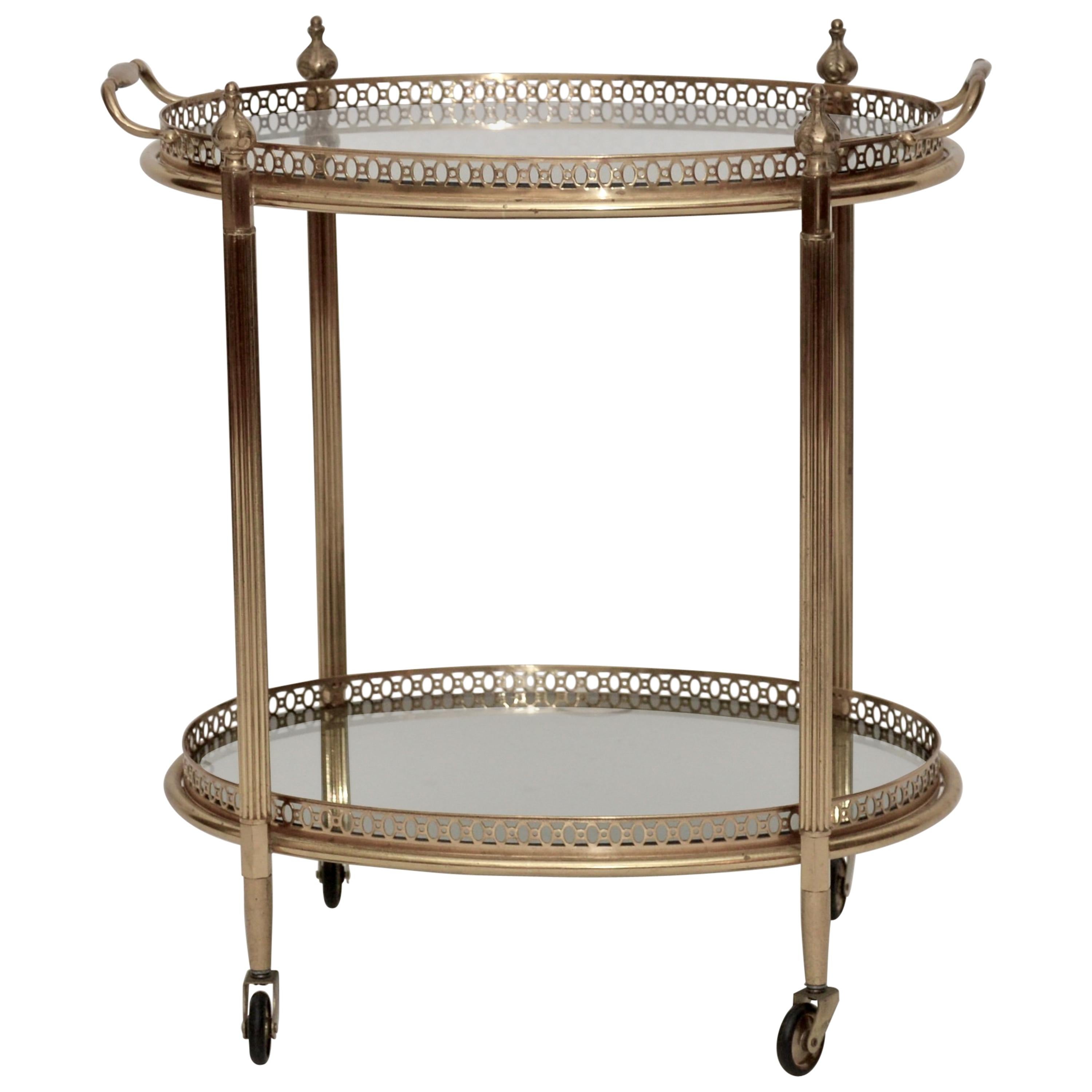 French Vintage Brass and Smoked Glass Drinks Trolley at 1stDibs ...