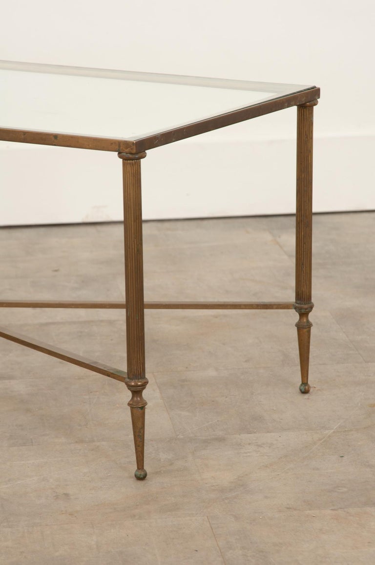 French Vintage Brass and Glass Coffee Table For Sale at 1stDibs