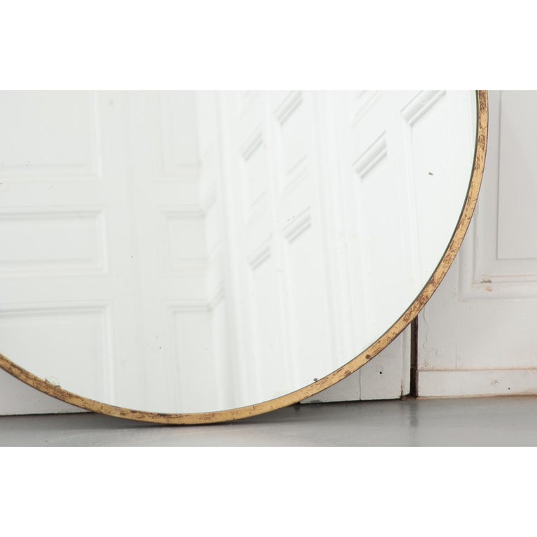 French Vintage Brass Round Mirror at 1stDibs