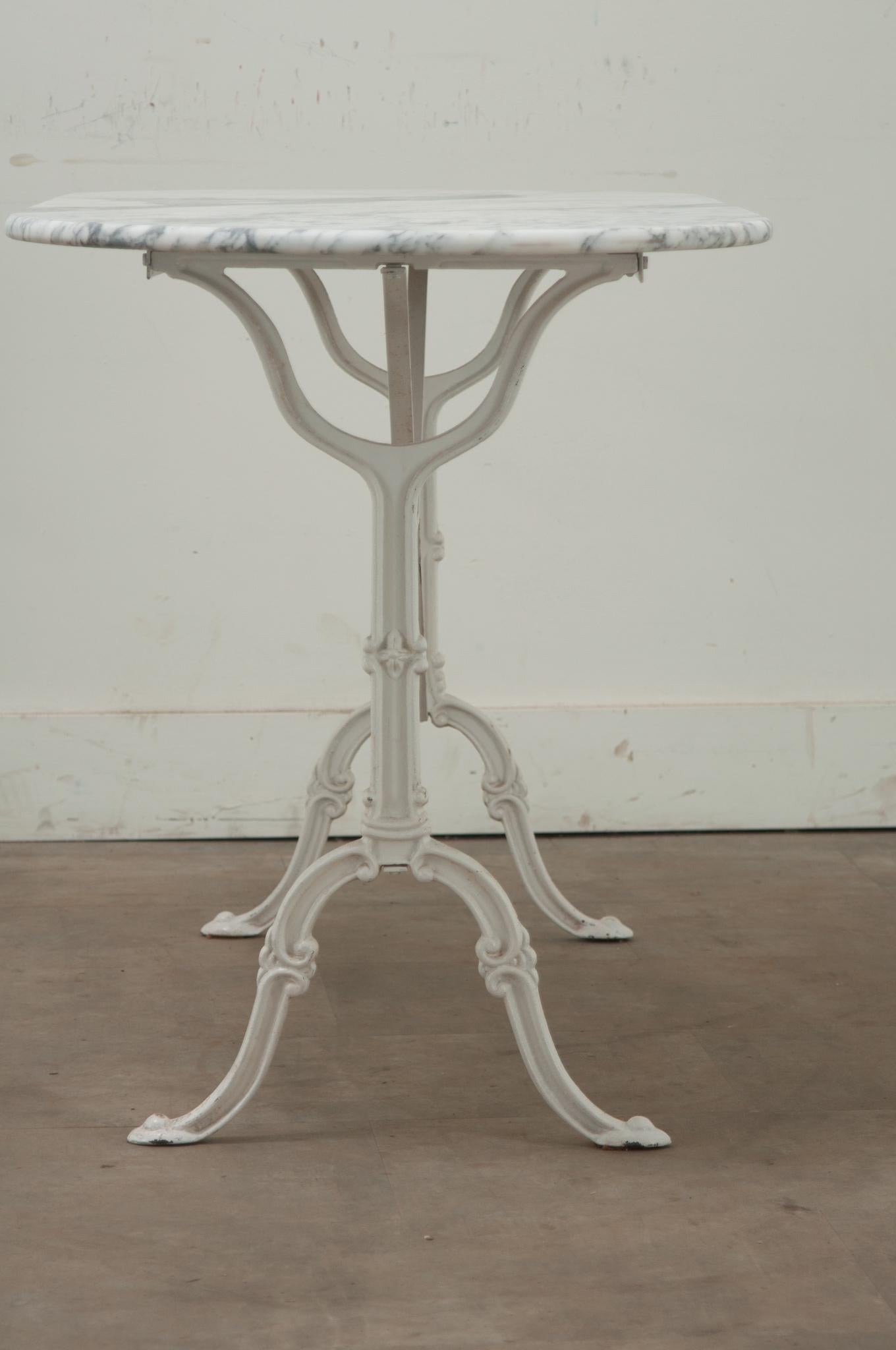 French Vintage Capsule Shaped Bistro Table at 1stDibs