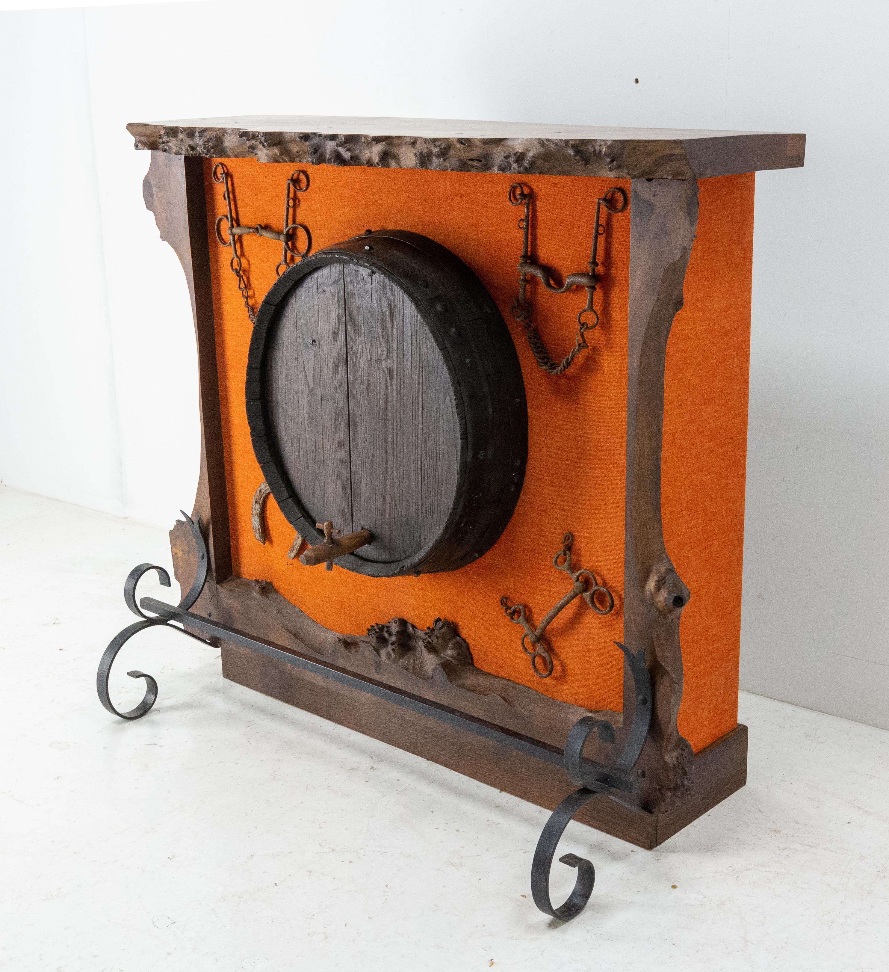 French Vintage Dry Bar Counter Decorated with Horseshoe and Horse Bits ...