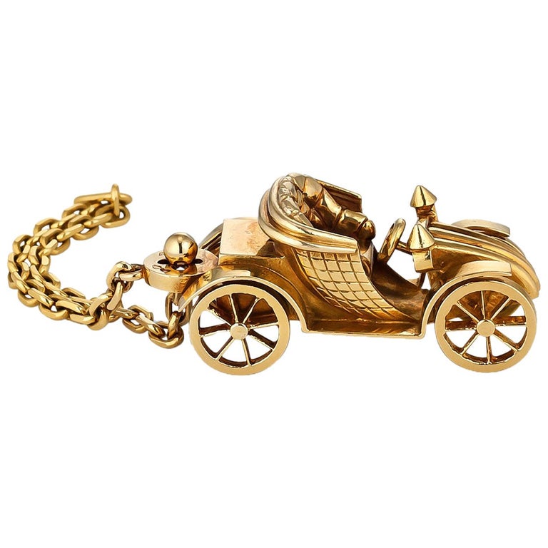 French Vintage Gold Handmade Antique Car Key Chain at 1stDibs