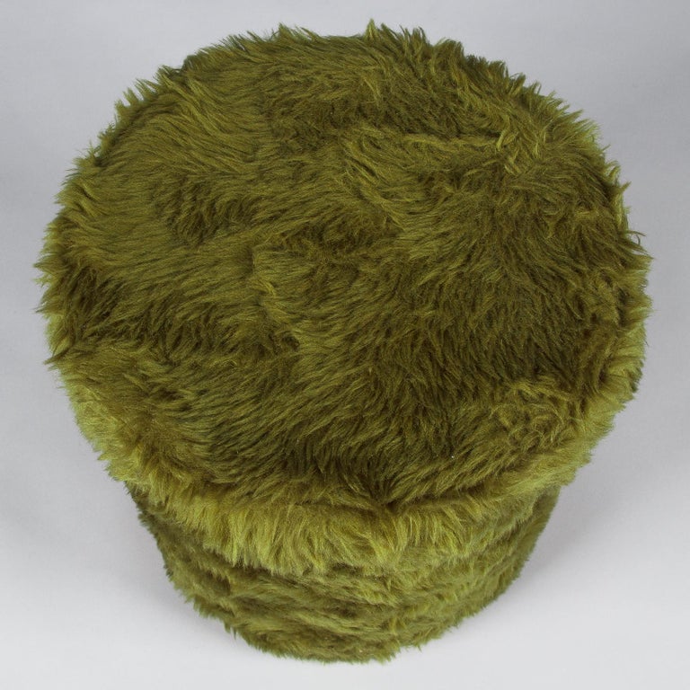 French Vintage Green Pouf Vanity Stool, 1970s at 1stDibs | green vanity ...