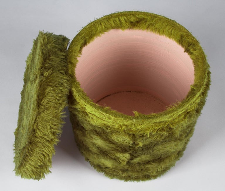 French Vintage Green Pouf Vanity Stool, 1970s at 1stDibs | green vanity ...