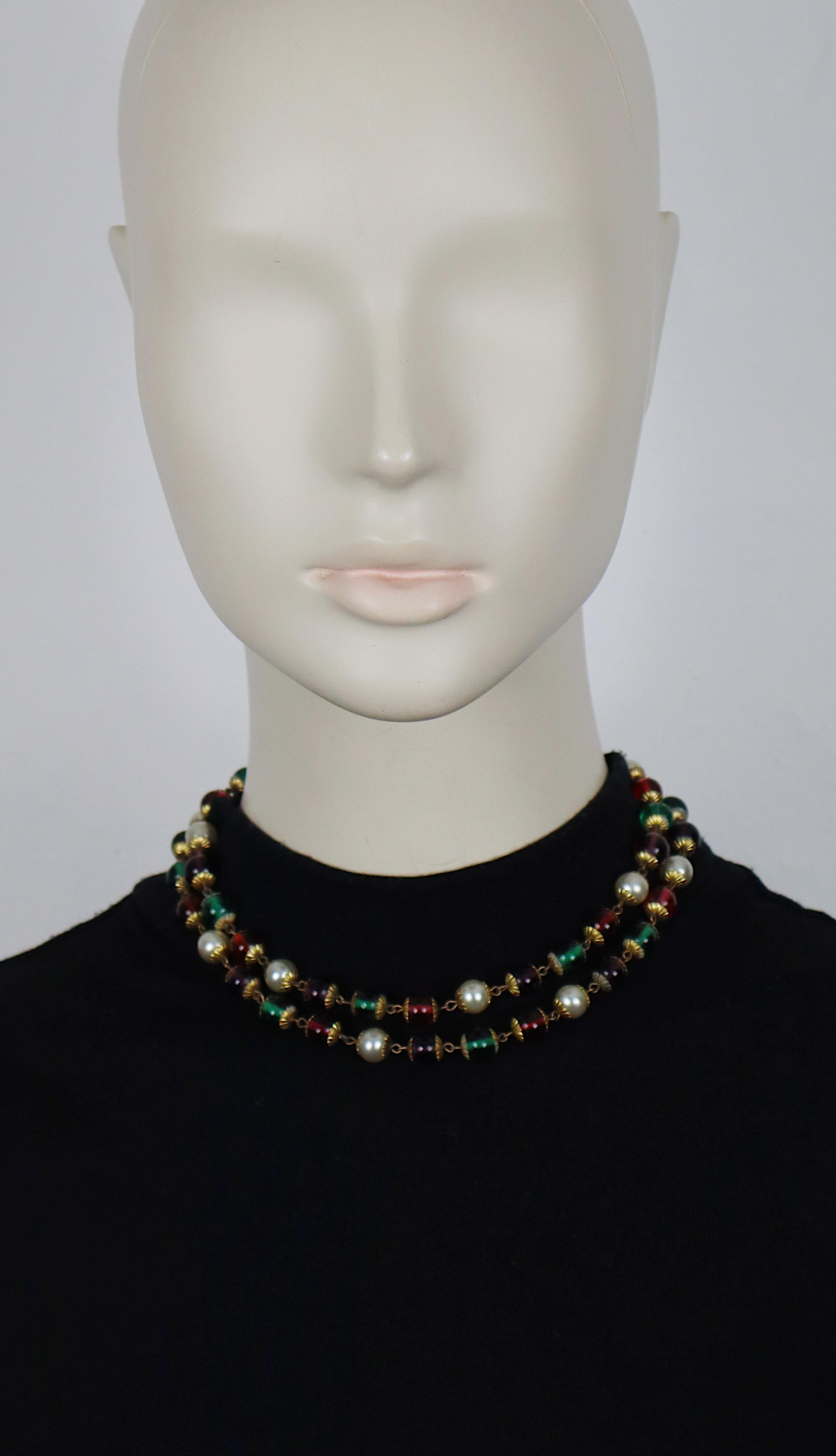 French Vintage Gripoix Glass Bead Two-Strand Necklace at 1stDibs