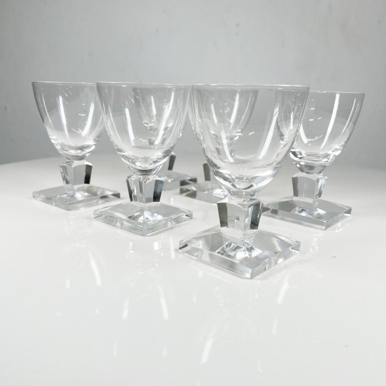 French Vintage Handcraft Set of Six Crystal Wine Glasses Style of ...