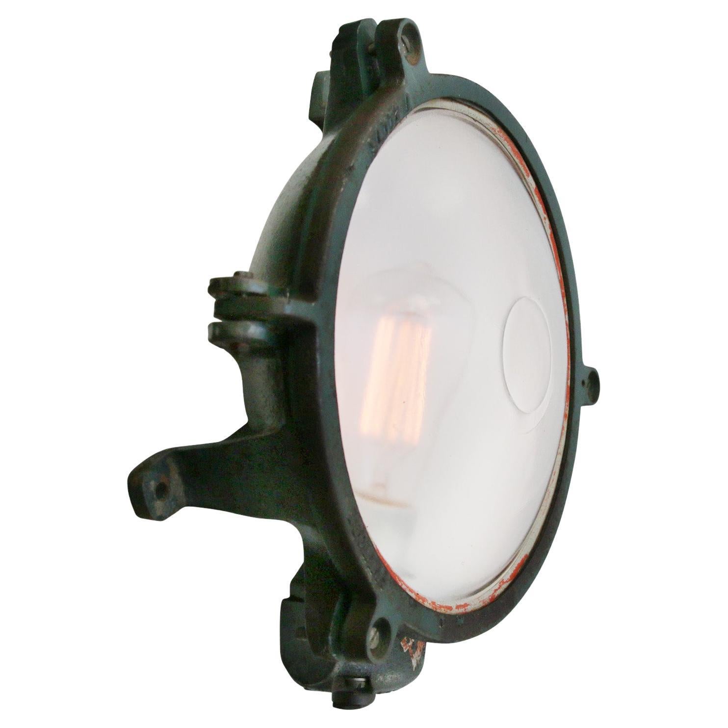 French Vintage Industrial Cast Iron Clear Glass Scone Wall Light For ...