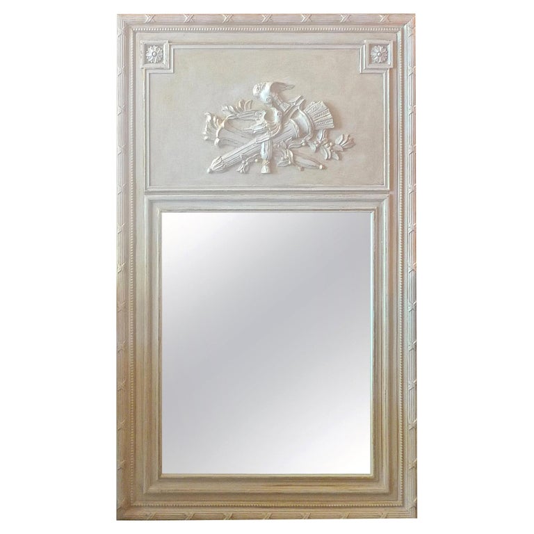 French Vintage Louis XVI Trumeau Hand Painted and Hand Carved Wood ...