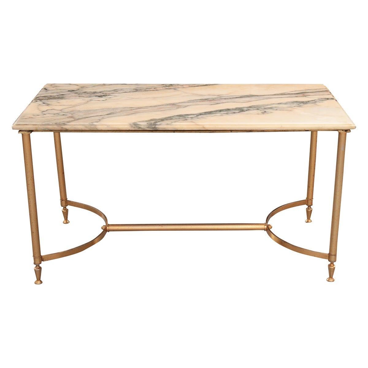 Modernist Marble and Brass Amorphic Cocktail Table, Weiman at 1stDibs
