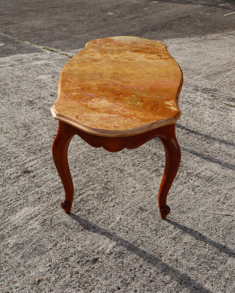 French Vintage Marble and Wood Coffee Table-Cocktail Table-Style Louis ...