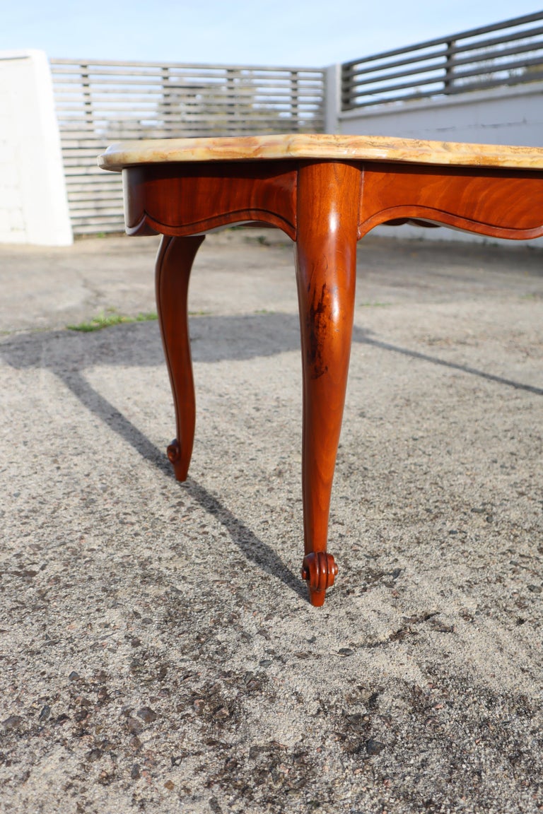French Vintage Marble and Wood Coffee Table-Cocktail Table-Style Louis ...